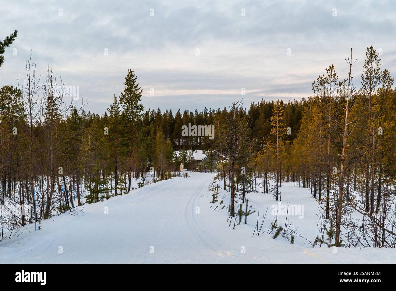 Beautiful winter landscape in Finnish Lapland around Akaslompolo ...
