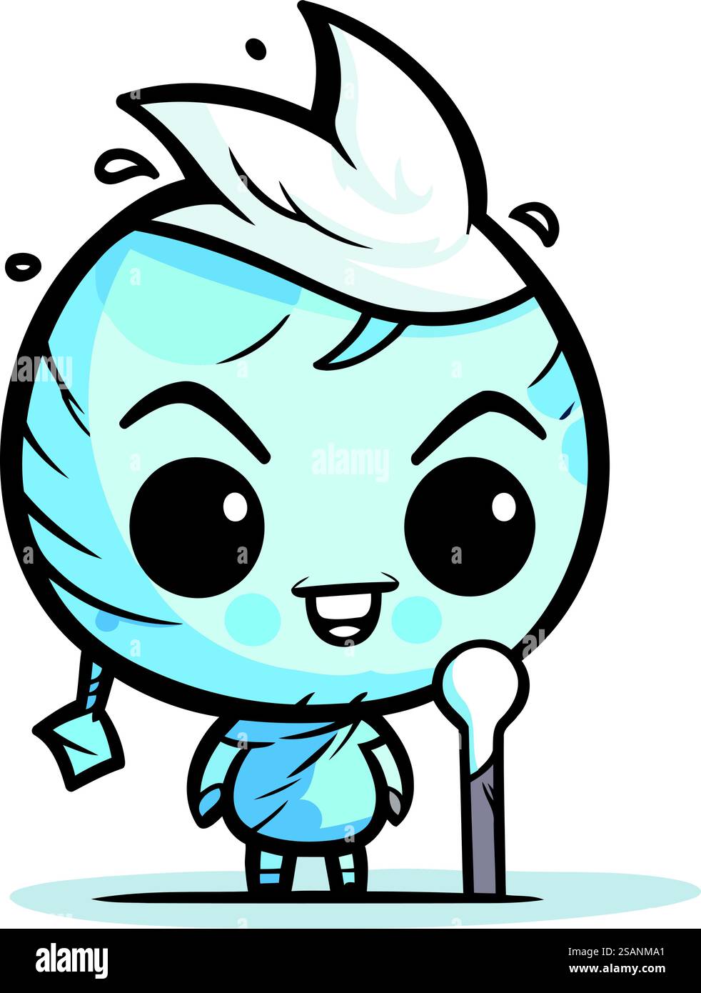 Funny ice ball character vector illustration. Ice ball mascot design ...
