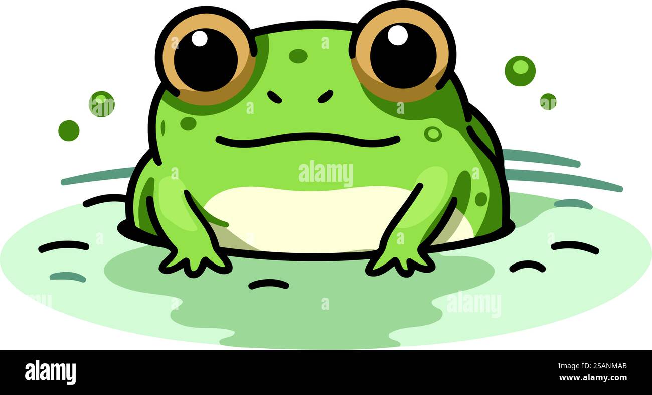 Frog in water. Cute cartoon character. Vector illustration Stock Vector ...