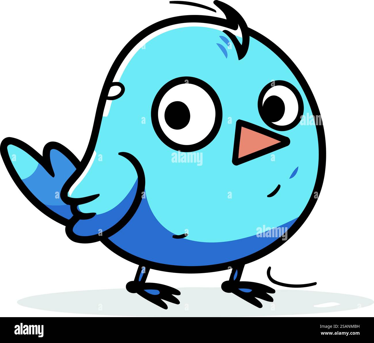 Blue Bird Cartoon Character Vector Illustration. Cute Bird Cartoon ...