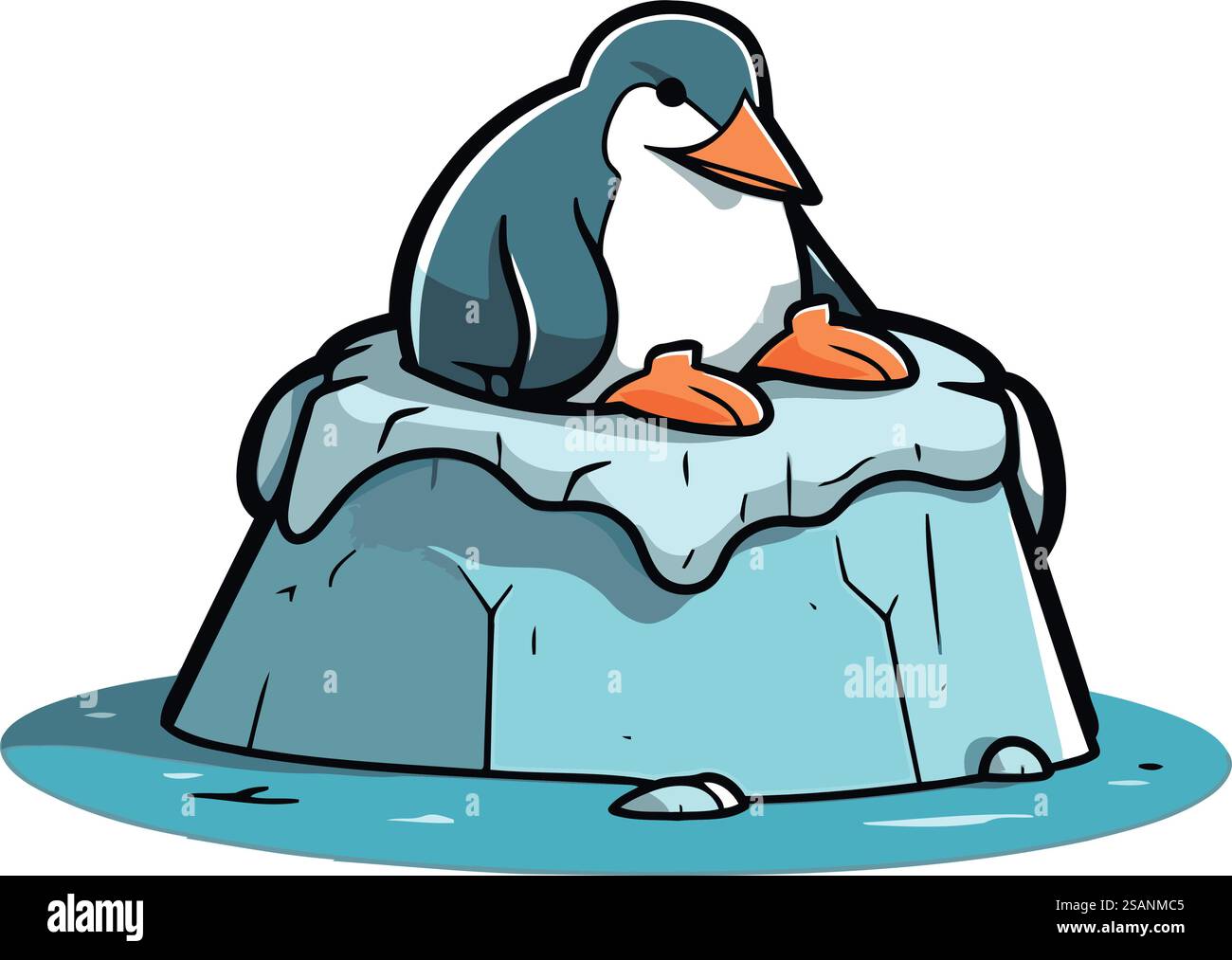 Penguin on an ice floe. Cartoon vector illustration Stock Vector Image ...