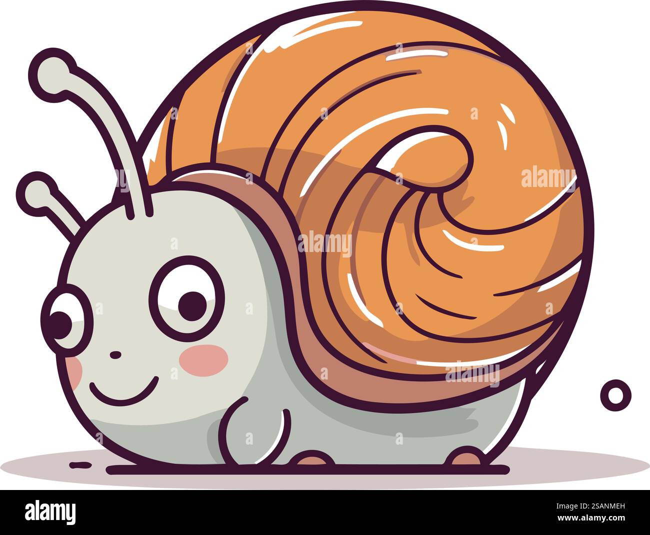 Cute cartoon snail. Vector illustration. Isolated on white background ...