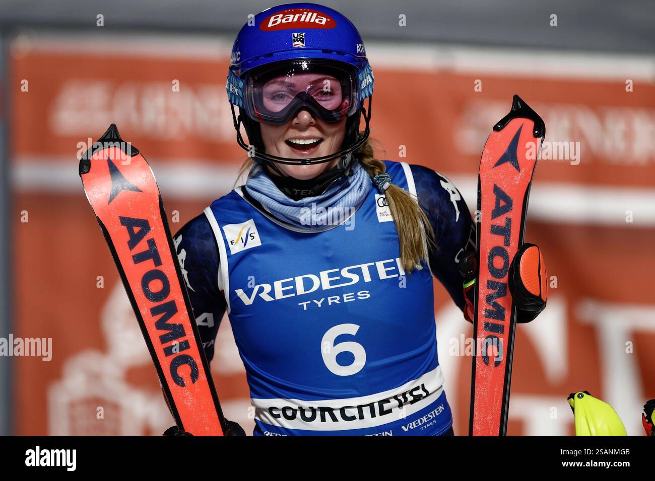 United States' Mikaela Shiffrin gets to the finish area after ...