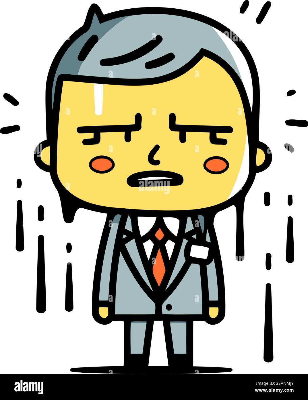 Stressed businessman cartoon character. Vector illustration of tired ...