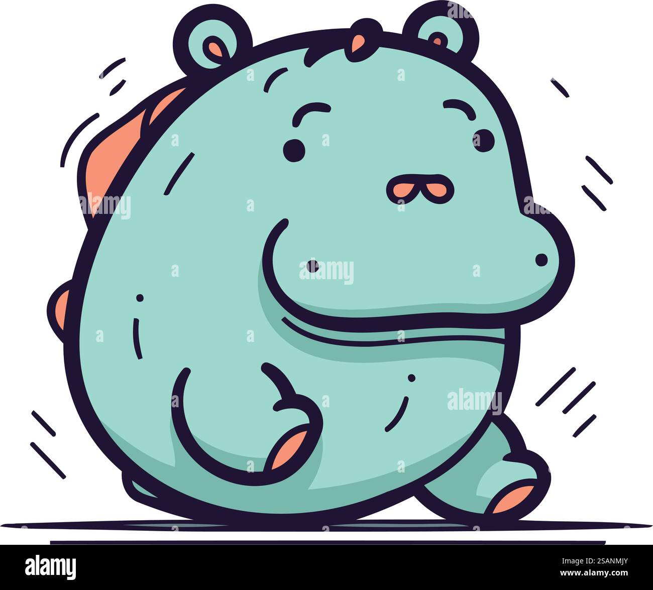 Cute cartoon hippopotamus. Vector illustration in a flat style Stock ...