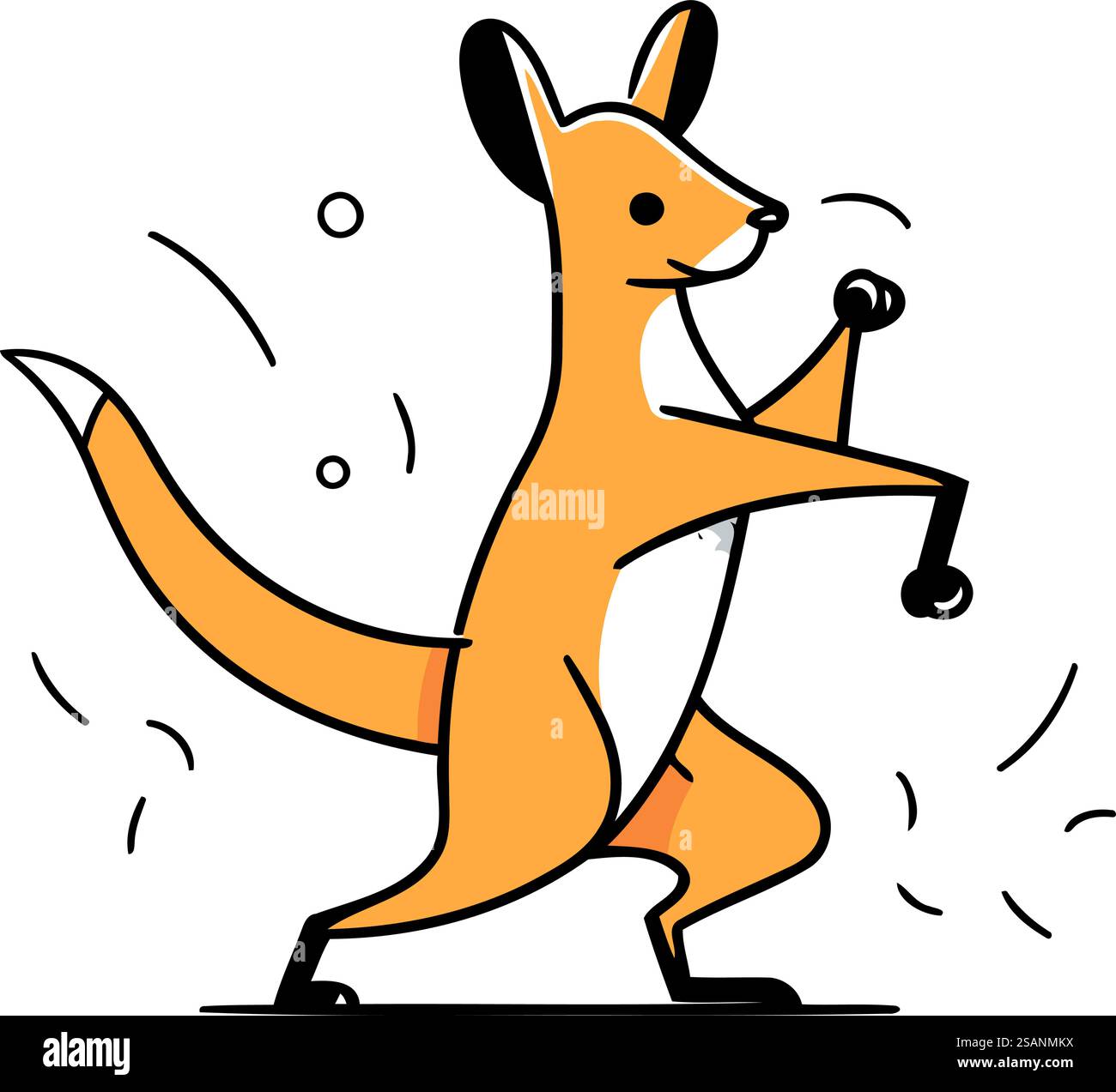Funny kangaroo running with a stick. Vector illustration Stock Vector ...