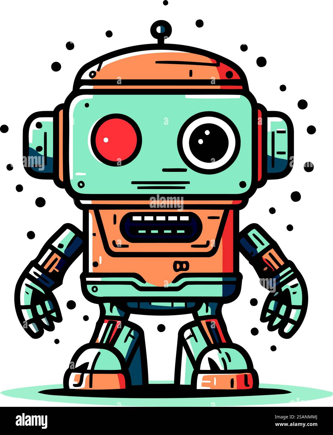 Cute cartoon robot. Vector illustration of a funny robot character ...