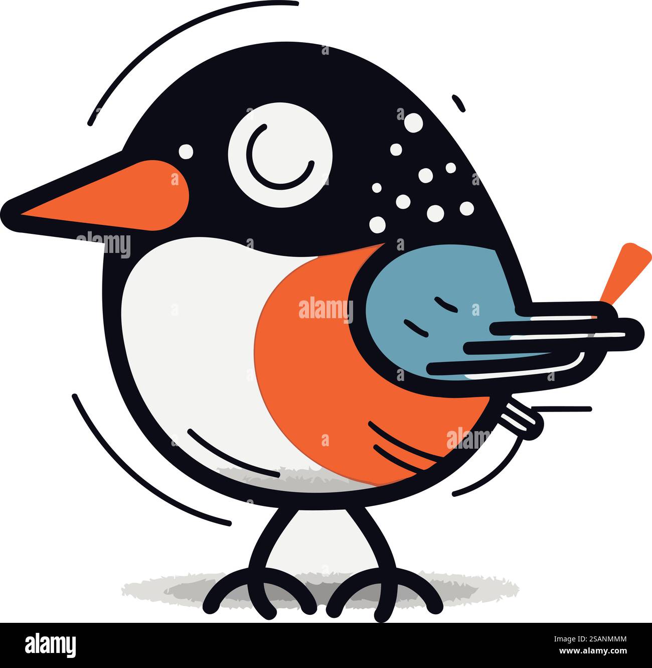 Vector illustration of cute cartoon robin bird. Isolated on white ...