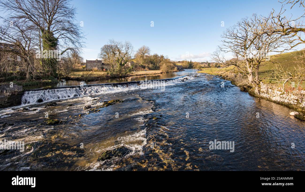 Weir below the hydro scheme at Linton Falls,on the Dales Way at Linton ...