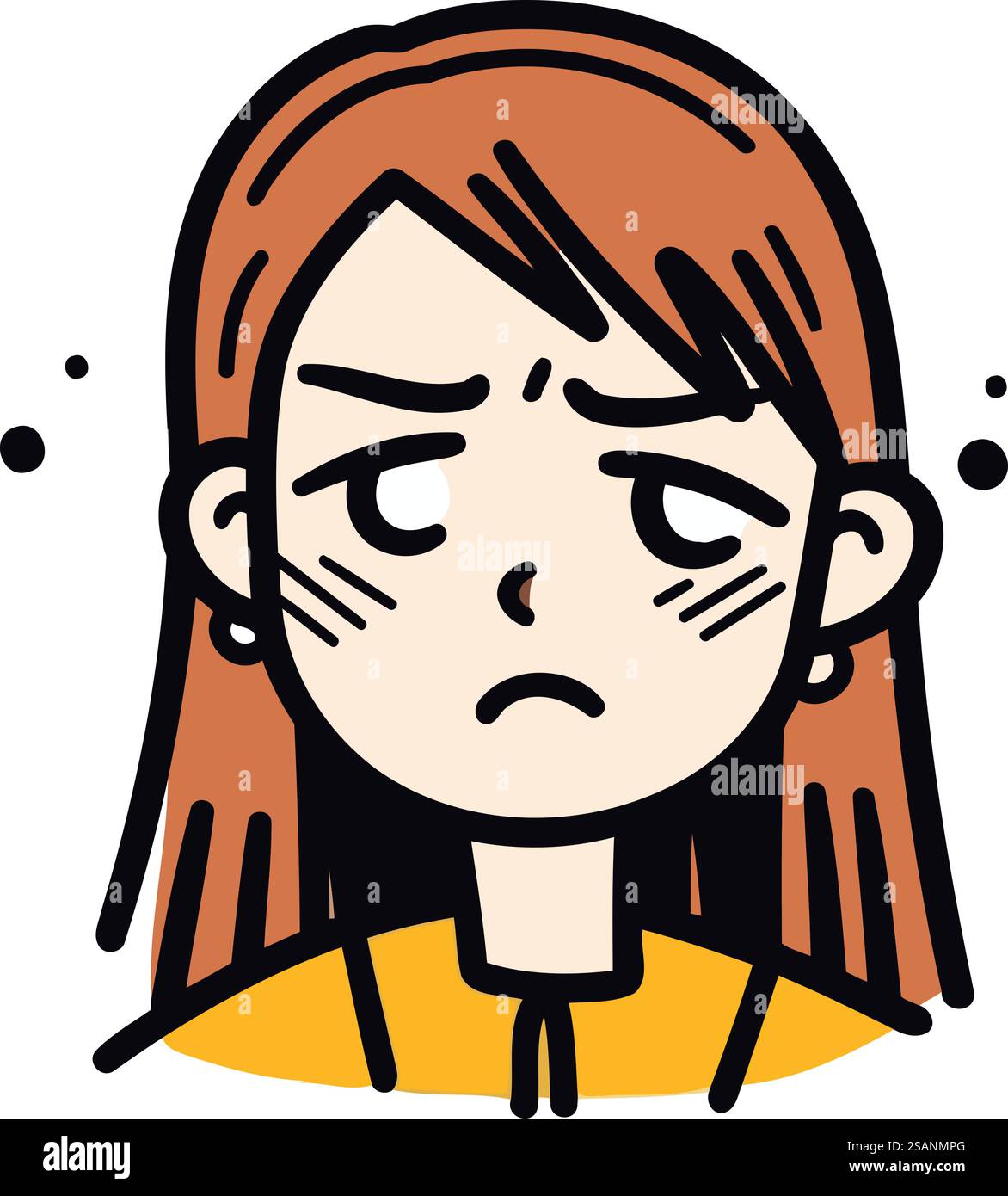 Illustration of a girl with a sad expression on her face Stock Vector ...