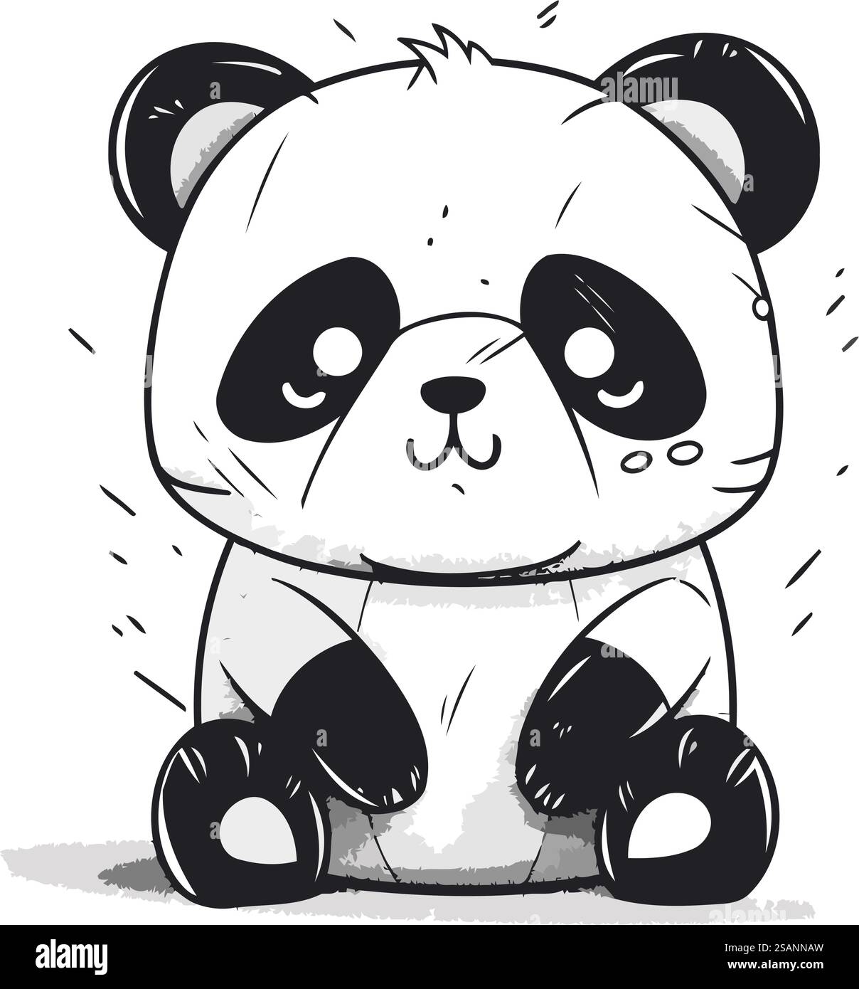 Cute panda cartoon vector illustration. Hand drawn panda Stock Vector ...