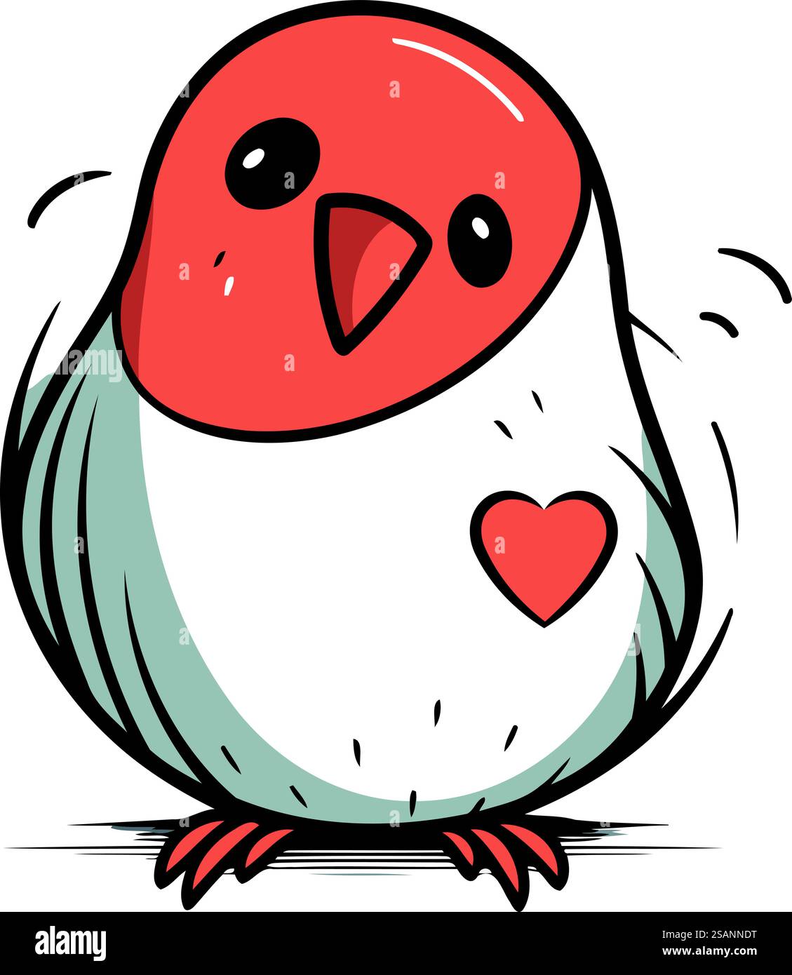 Illustration of a cute little bird with heart in its beak Stock Vector ...