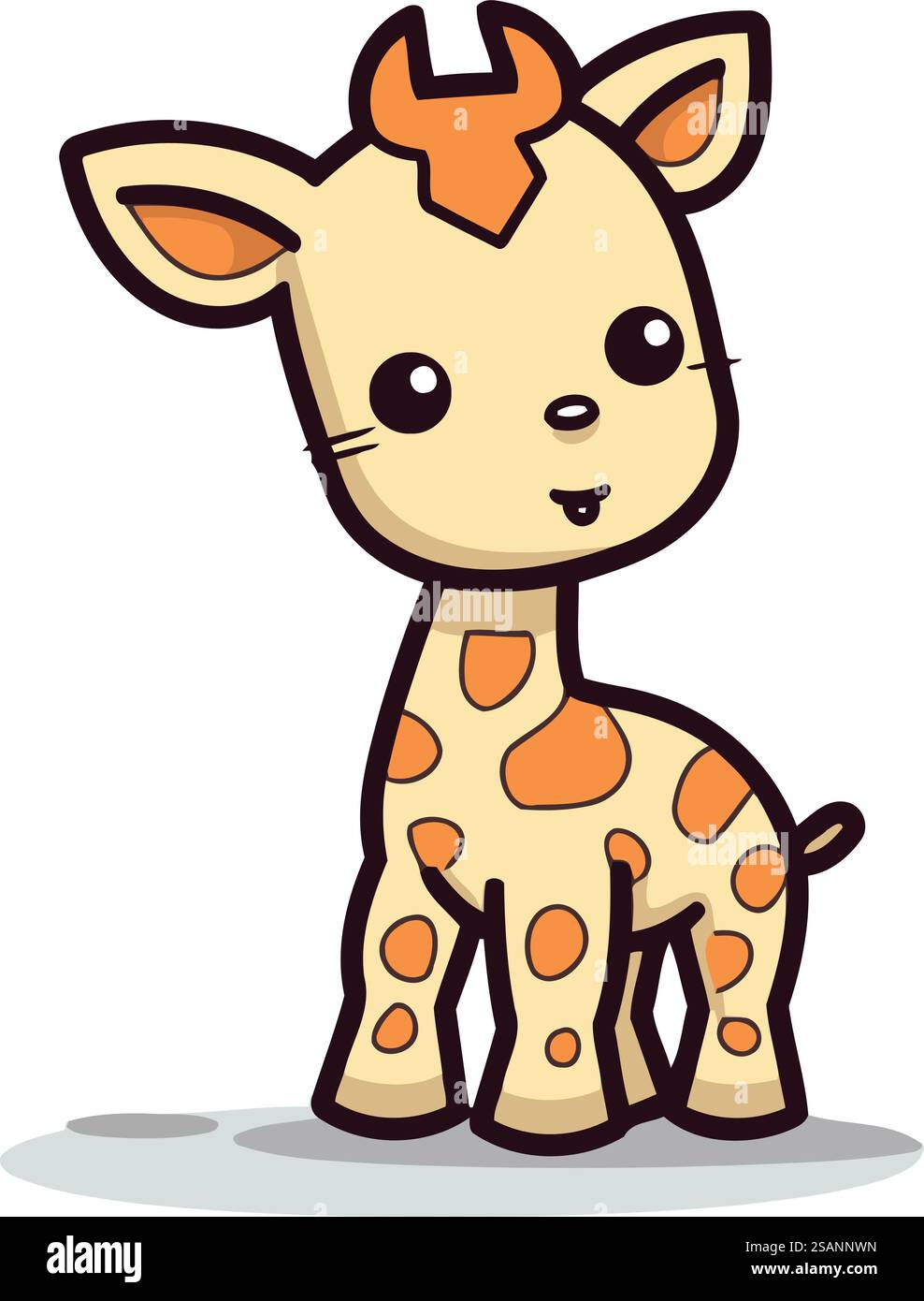 Cute Giraffe Cartoon Character Vector Illustration. Flat Design Style ...