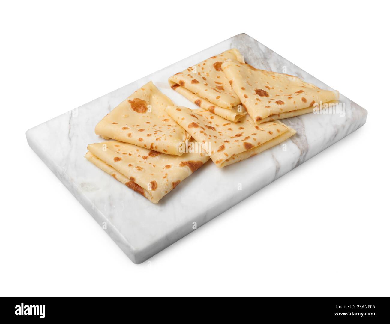 Delicious fresh folded crepes isolated on white Stock Photo - Alamy