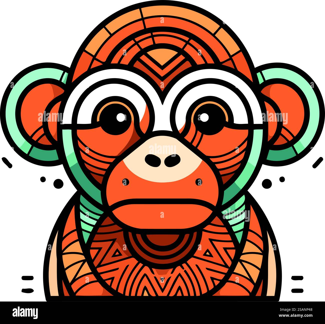 Monkey head. Hand drawn vector illustration in doodle style Stock ...