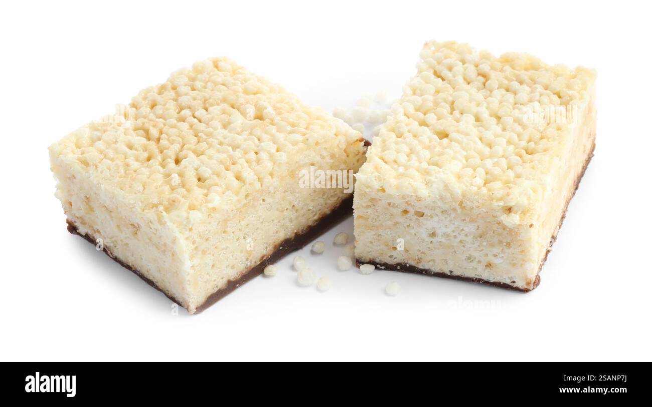 Delicious puffed rice bars isolated on white Stock Photo - Alamy