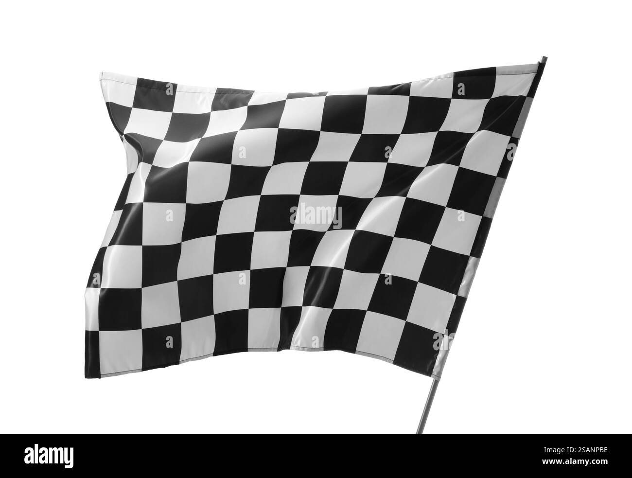 One racing checkered flag isolated on white Stock Photo - Alamy
