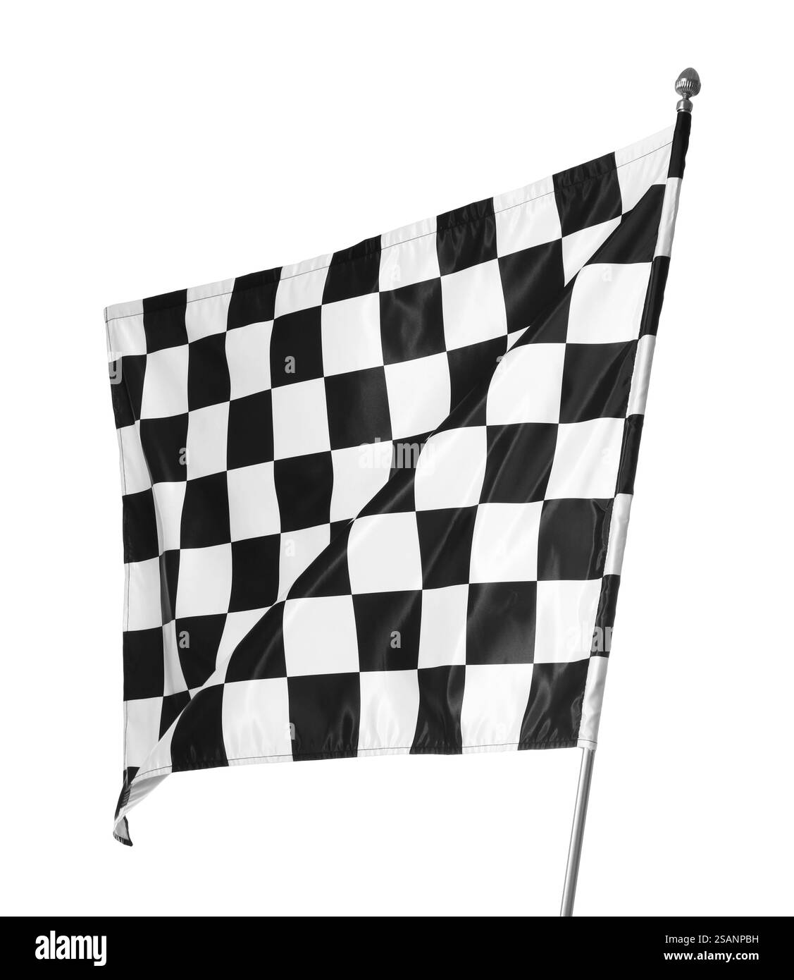 One racing checkered flag isolated on white Stock Photo - Alamy