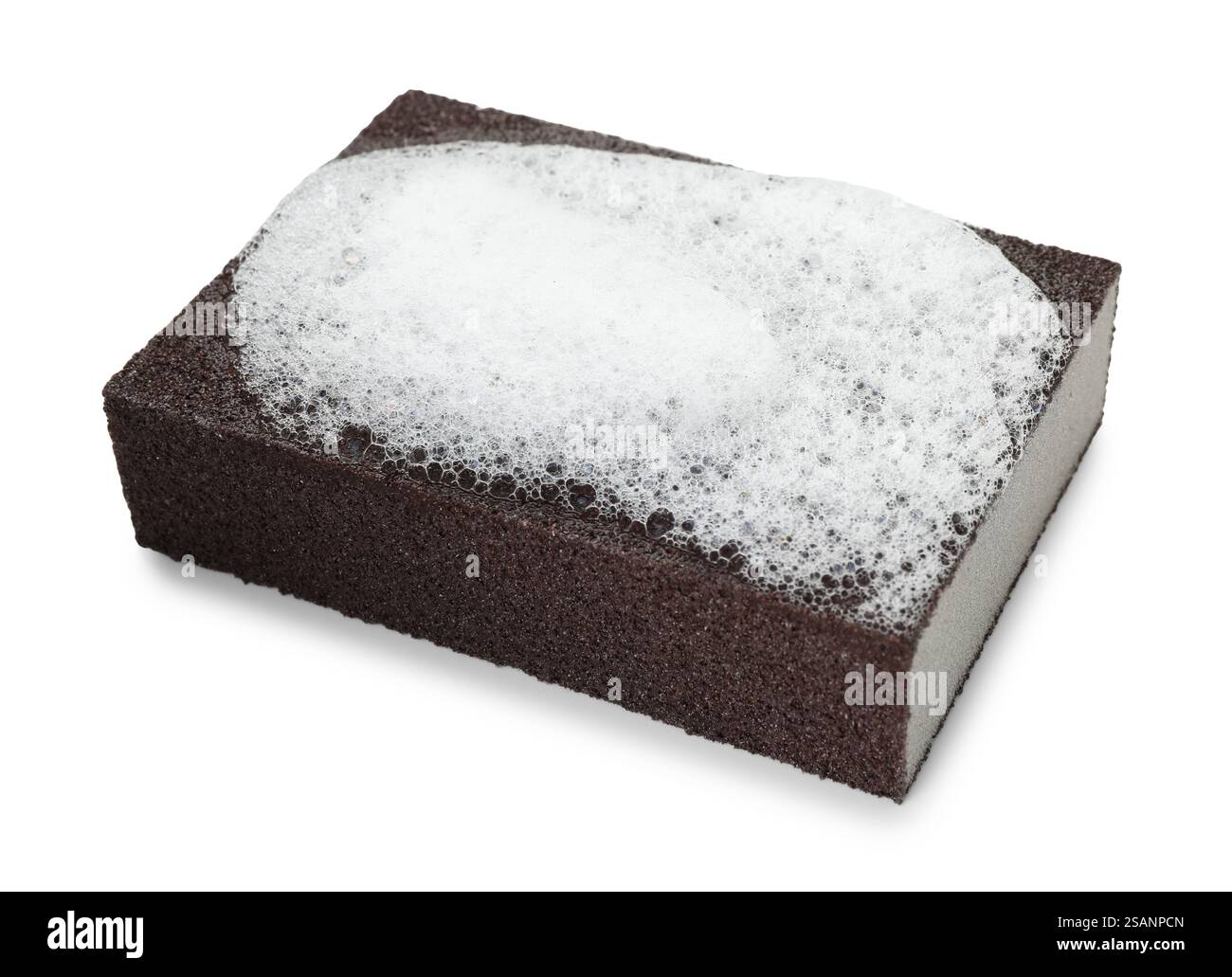 One brown sponge with foam isolated on white Stock Photo - Alamy