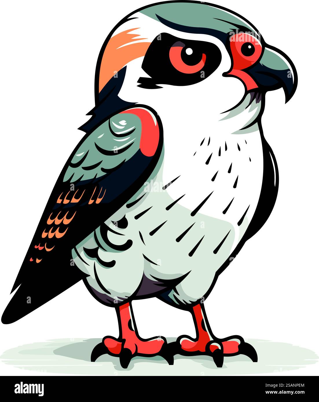 Red legged falcon on a white background. Vector illustration Stock ...