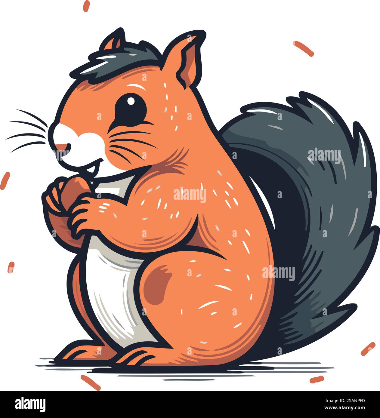 Cute squirrel with a nut in his hand. Vector illustration Stock Vector ...