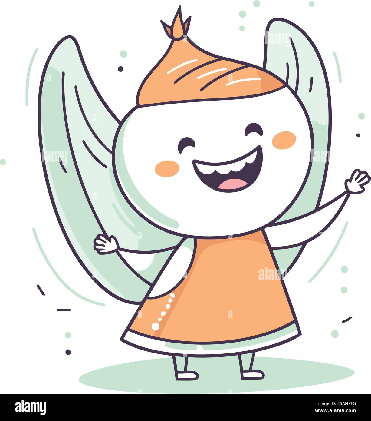 Cute cartoon angel with wings. Vector illustration for kids design ...