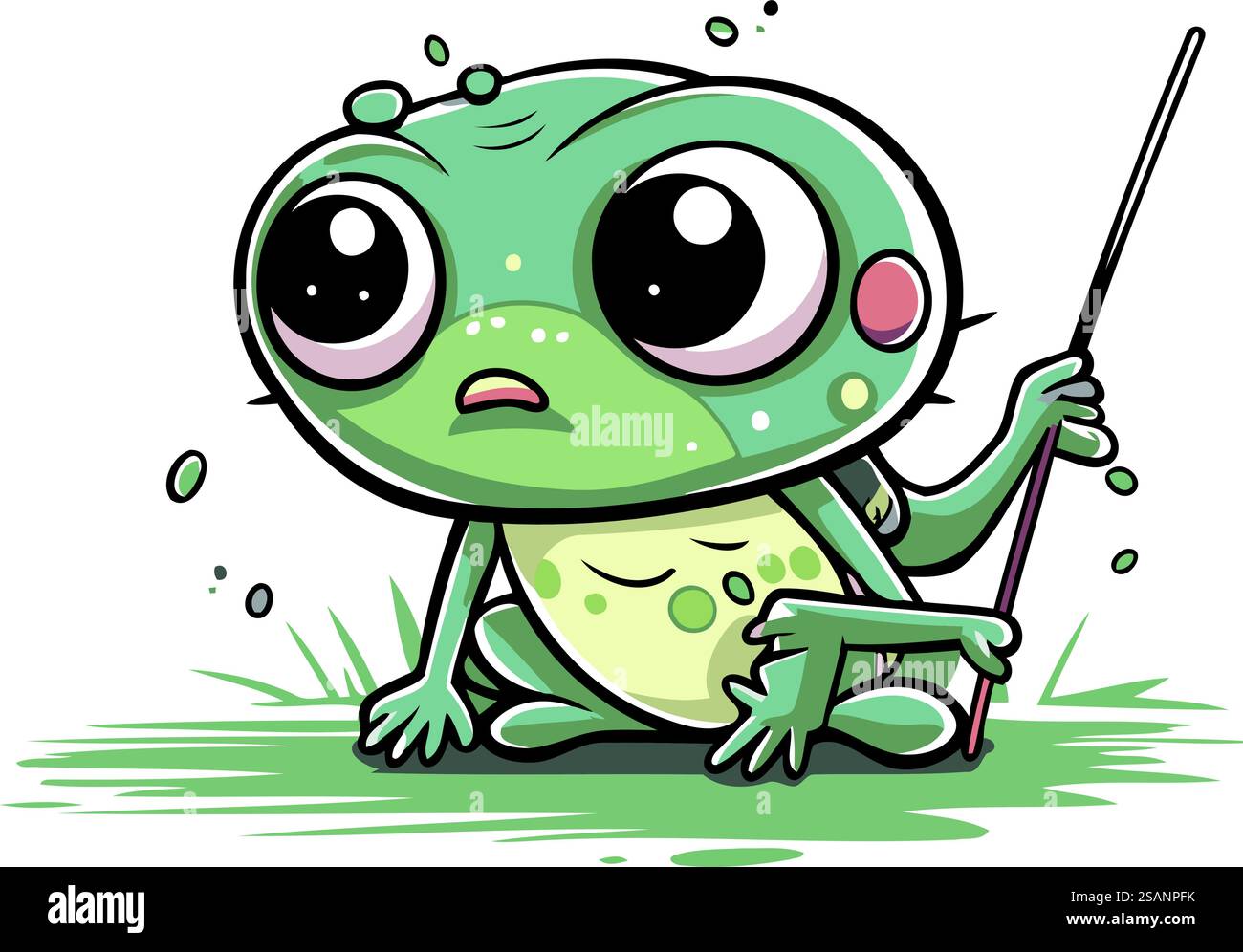 Frog with a pointer. Cute cartoon character. Vector illustration Stock ...