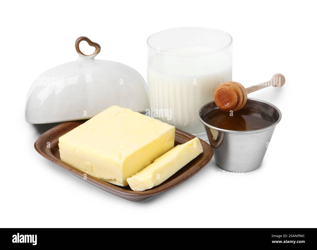 Glass fresh milk honey Cut Out Stock Images & Pictures - Alamy