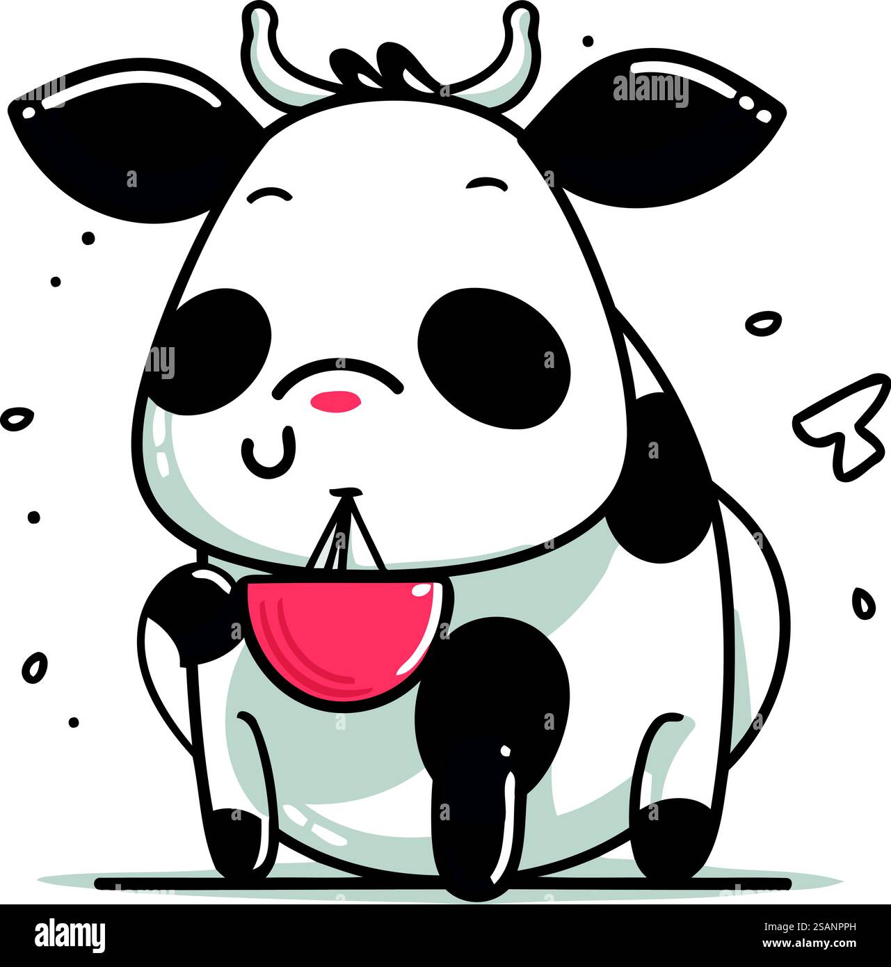 Cute cow with a red nose. Vector illustration on white background Stock ...
