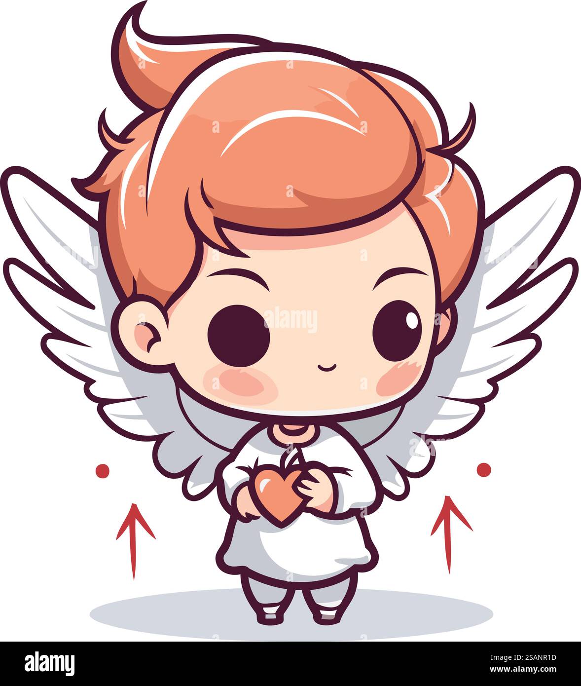 Cute angel with heart. Vector illustration in a cartoon style Stock ...
