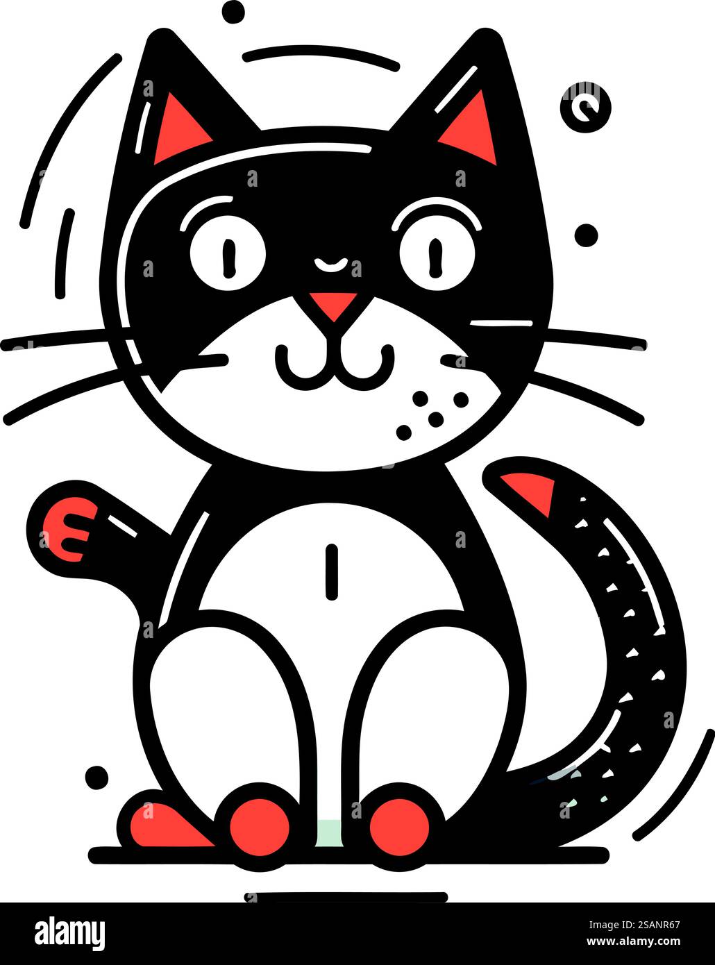Cute cartoon cat character. Vector illustration in line art style Stock ...