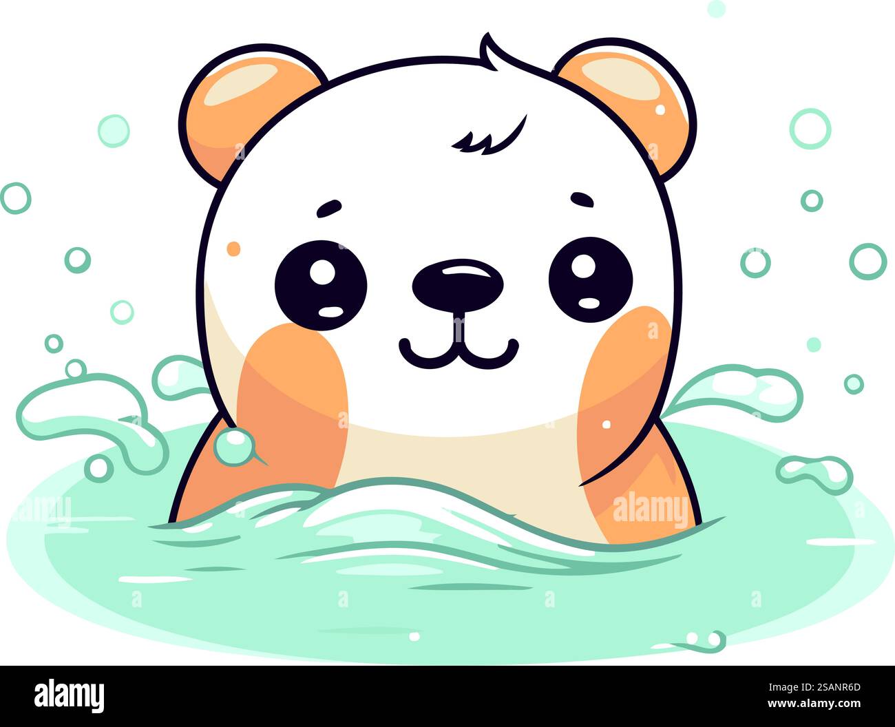 Cute cartoon panda swimming in the water. Vector illustration Stock ...