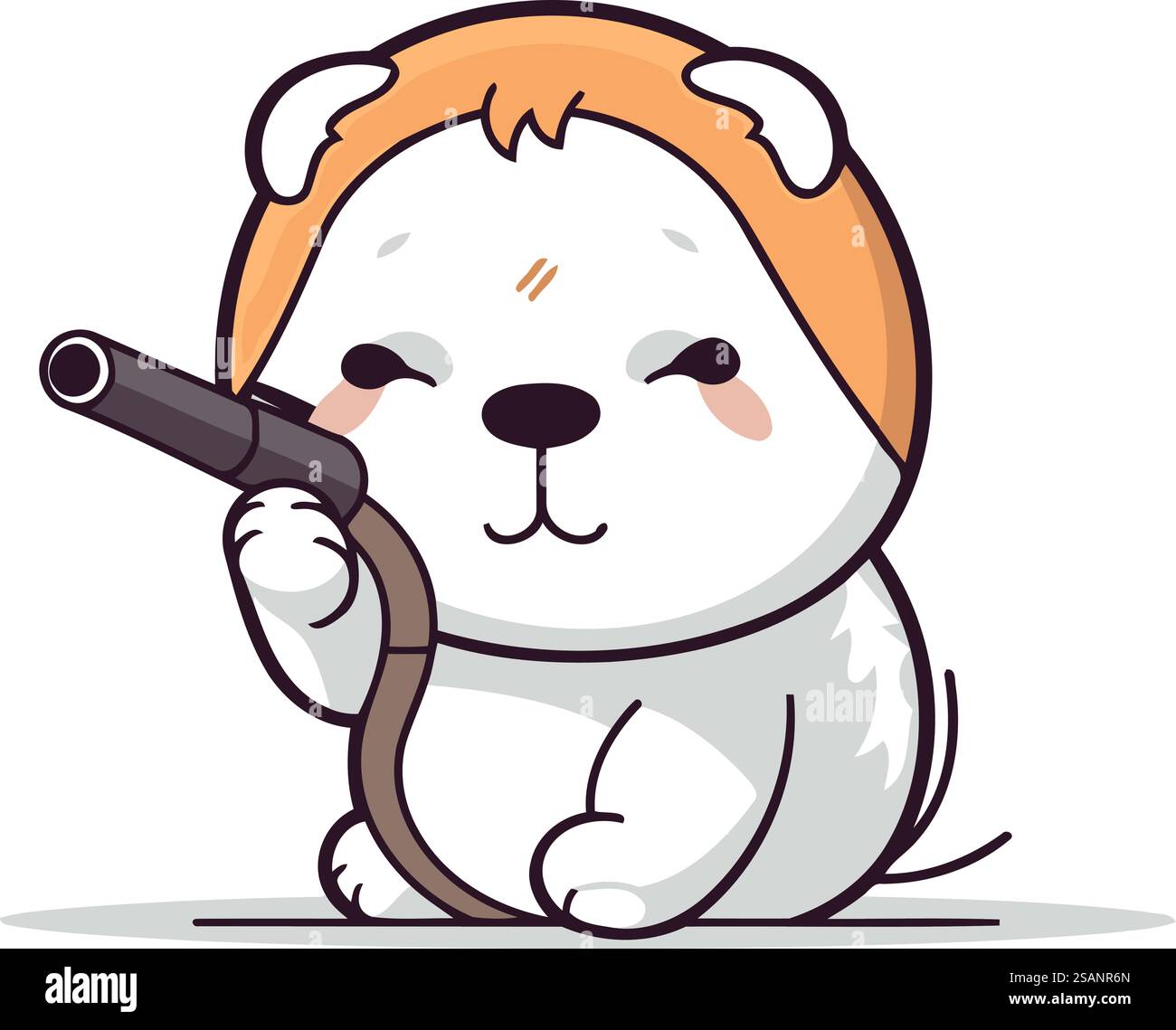 Cute dog holding a telescope. Vector illustration of cartoon dog Stock ...