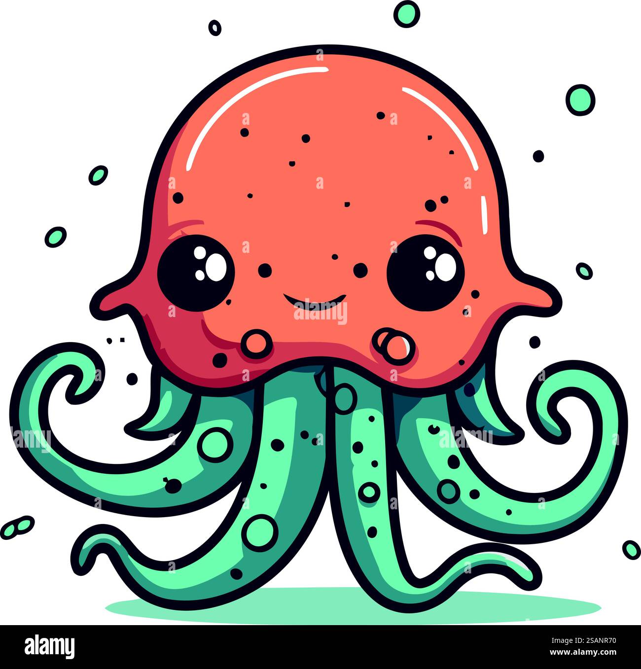 Cute cartoon octopus. Vector illustration isolated on white background ...