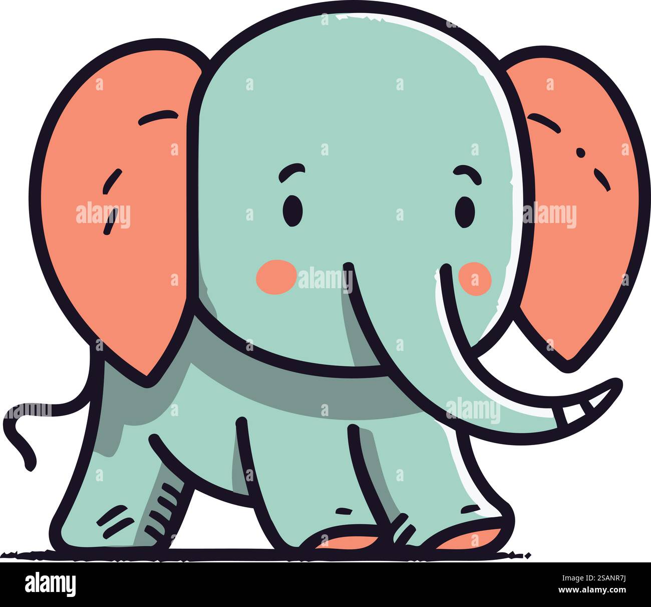 Cute cartoon elephant. Vector illustration in doodle style Stock Vector ...