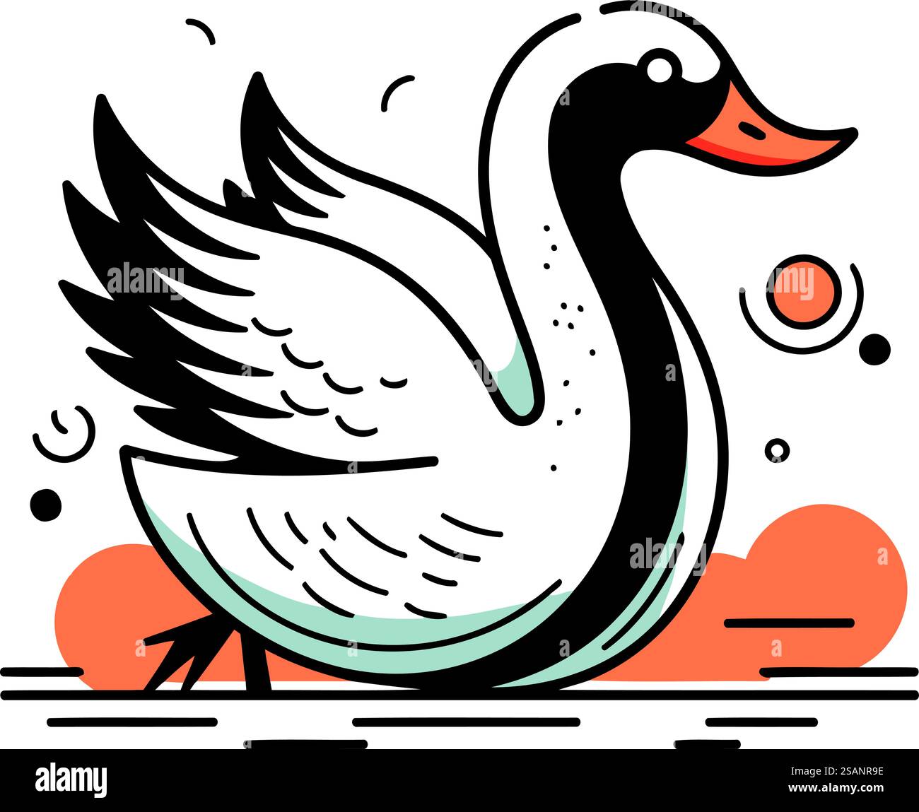 Vector illustration of a swan in the form of a stylized silhouette ...
