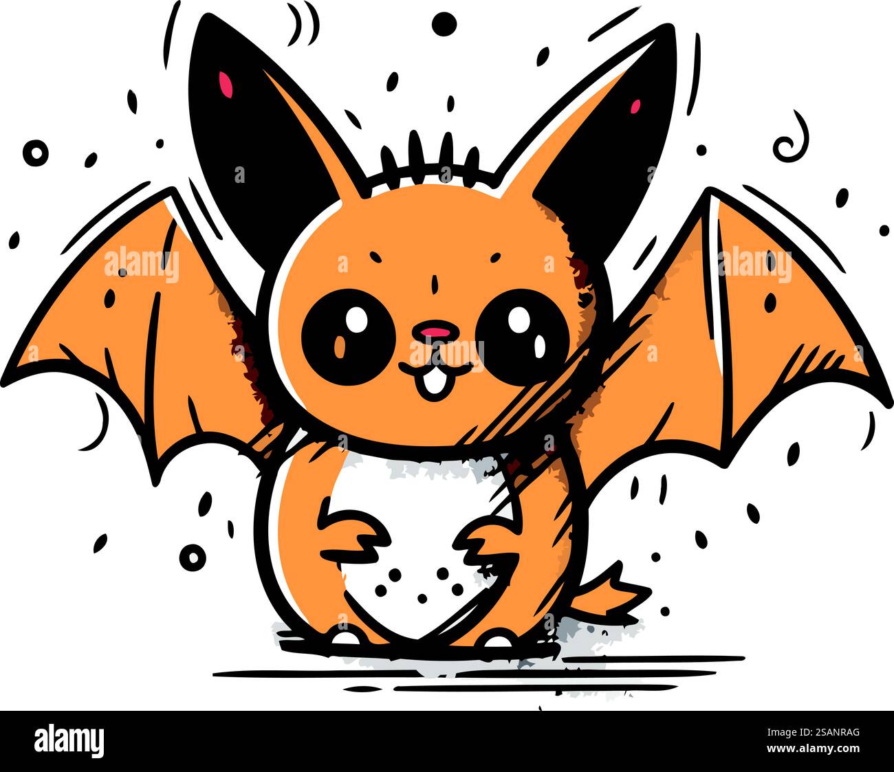 Cute hand drawn vector illustration of a funny little flying fox Stock ...