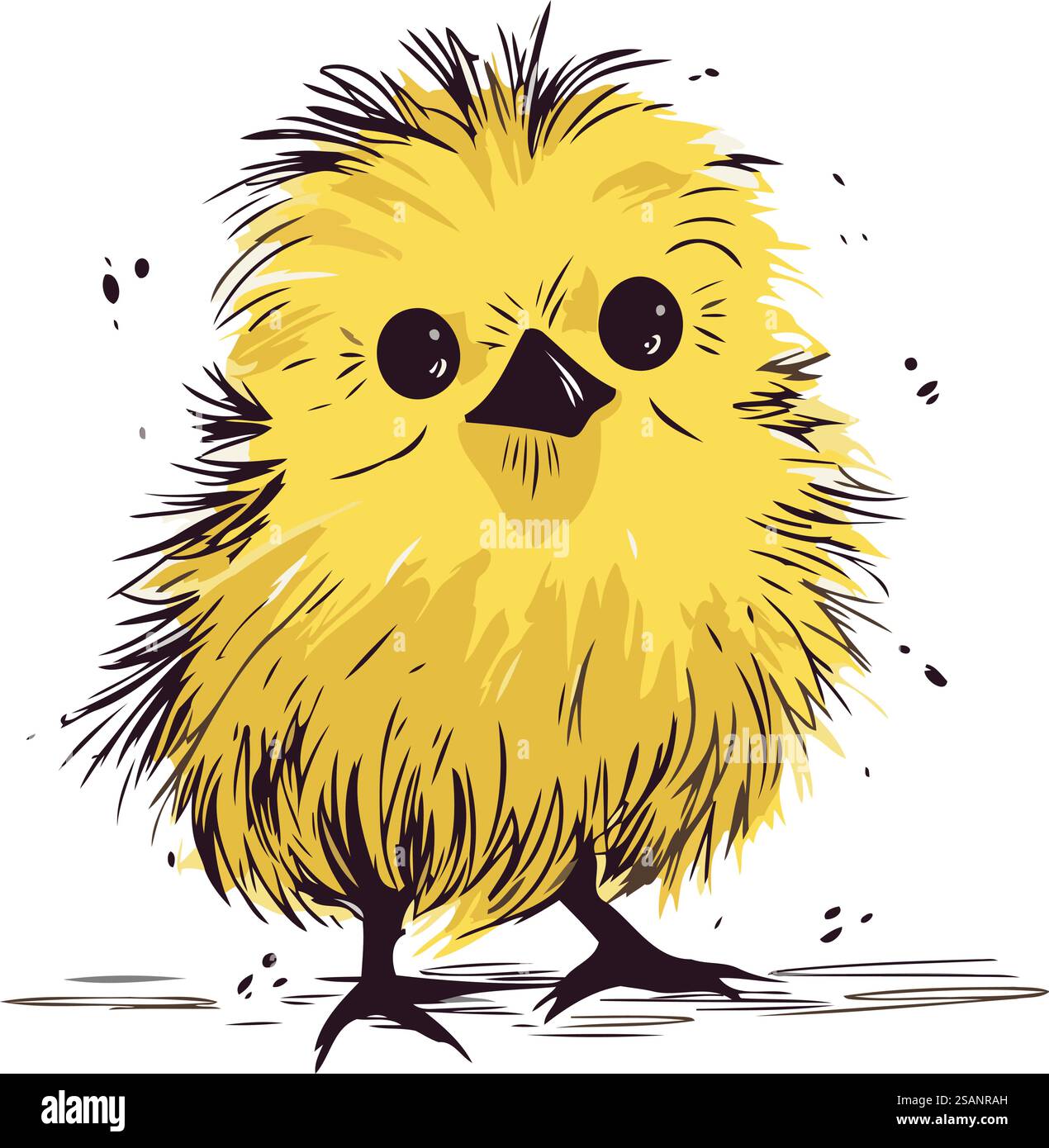 Cute yellow chick isolated on white background. Hand drawn vector ...