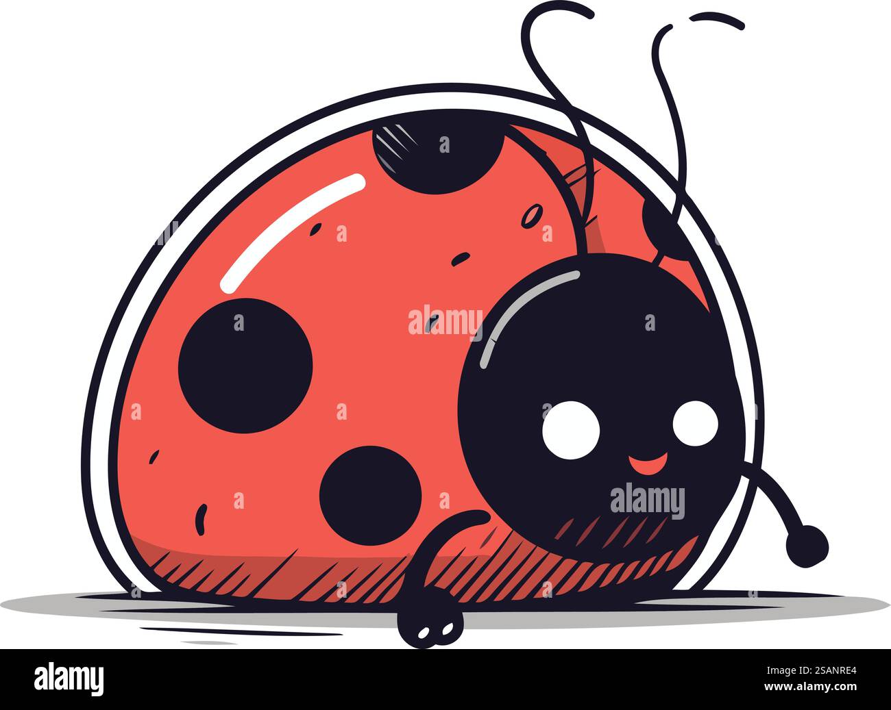 Cartoon ladybug isolated on white background. Cute vector illustration ...