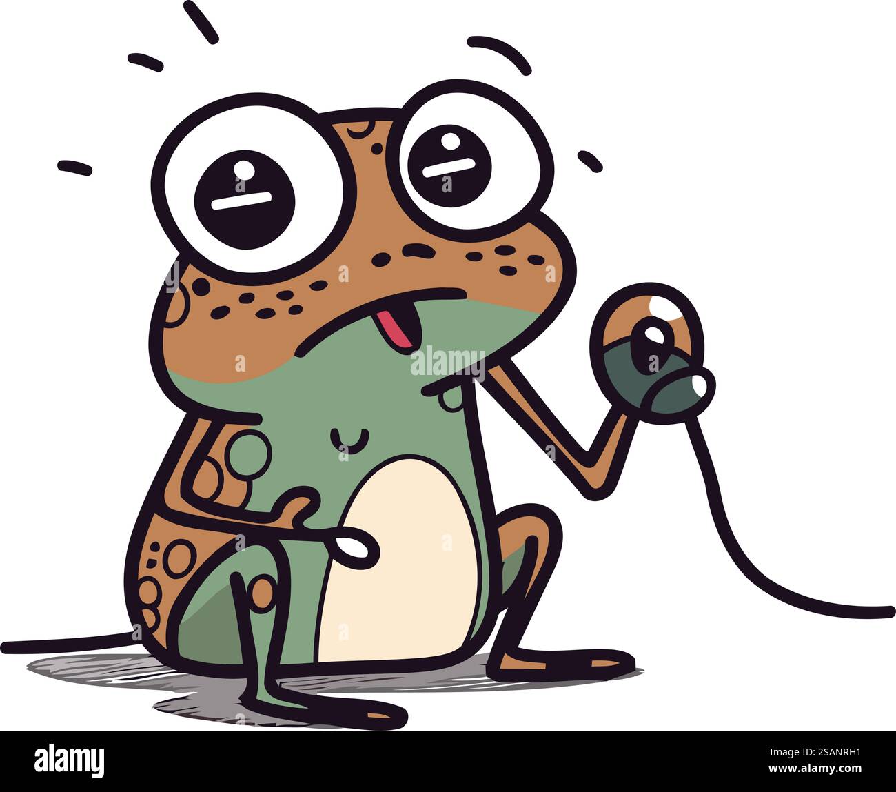 Frog with microphone. Vector illustration of funny cartoon frog with ...