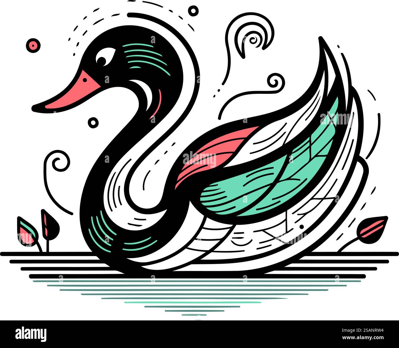 Swan. Hand drawn vector illustration in doodle style Stock Vector Image ...