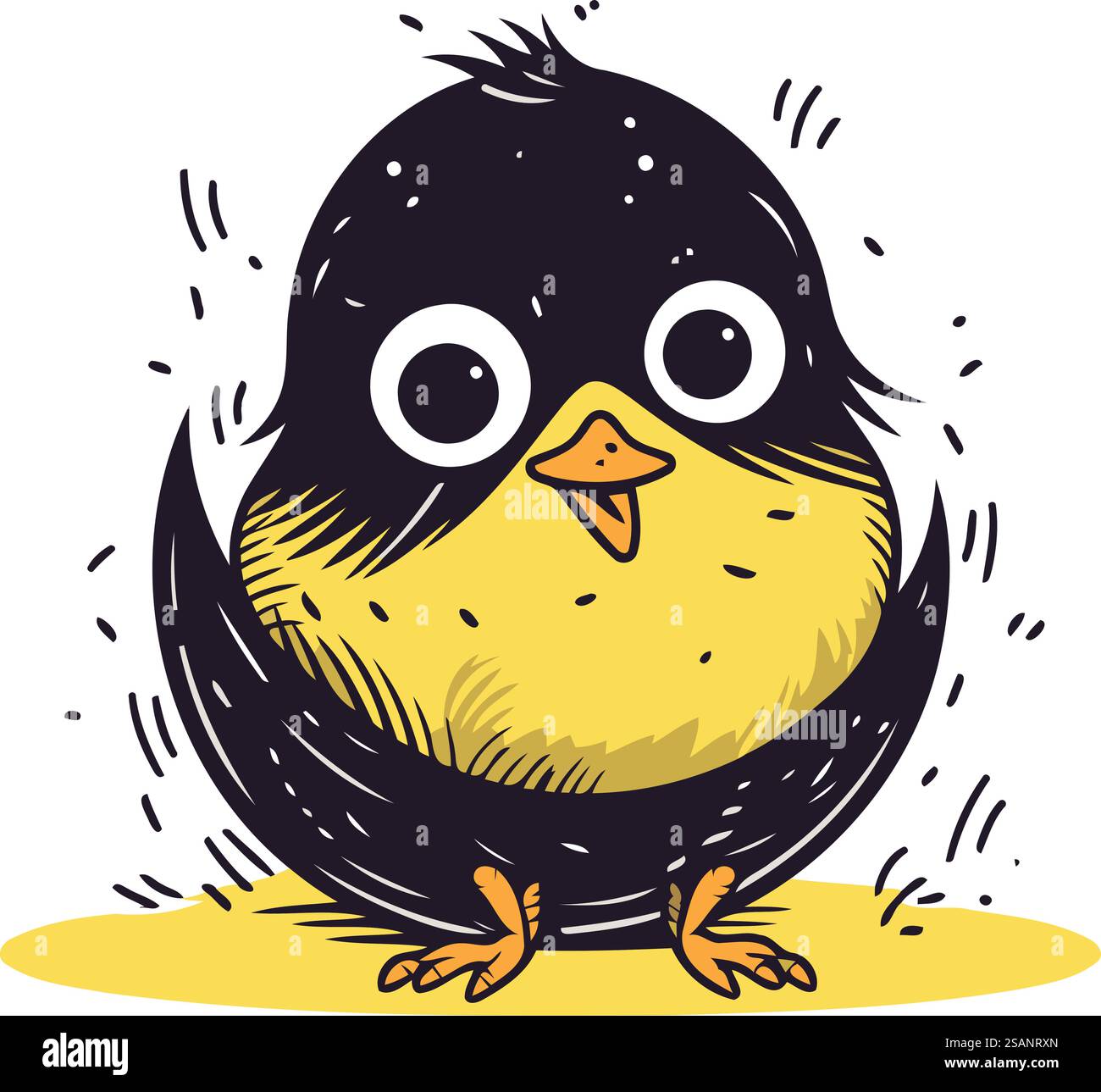 Cute little chick. Hand drawn vector illustration. Isolated on white ...