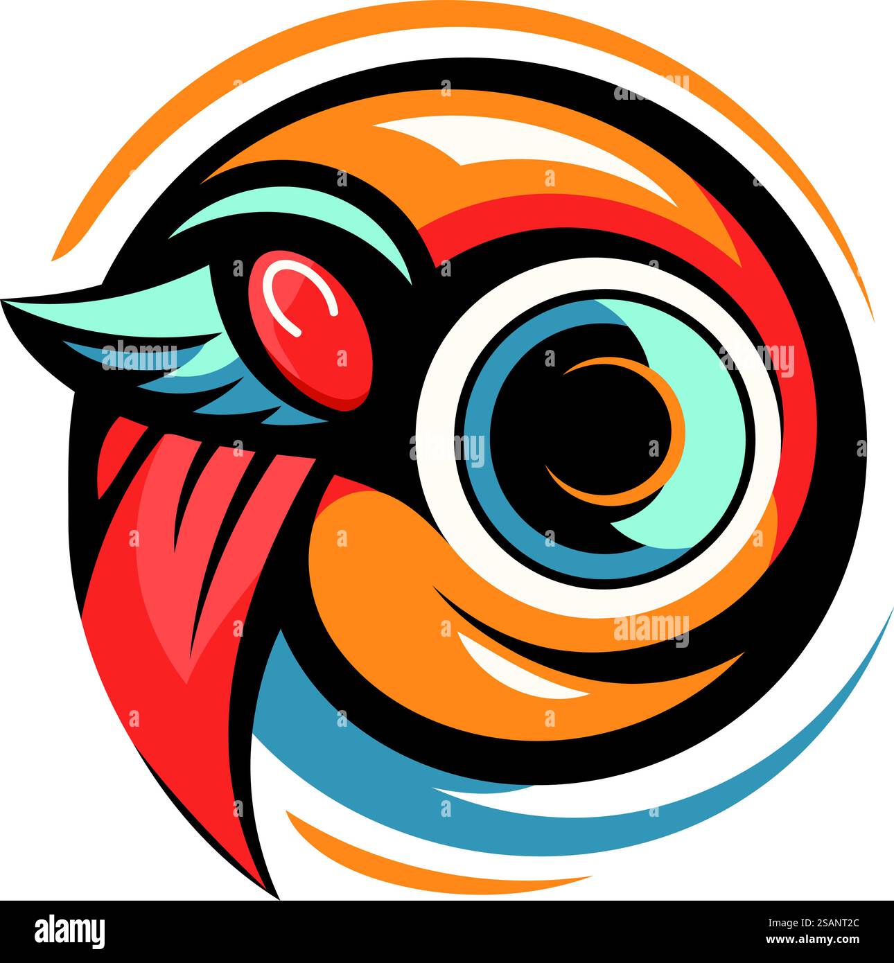 Illustration of a parrot bird viewed from front set inside circle on ...