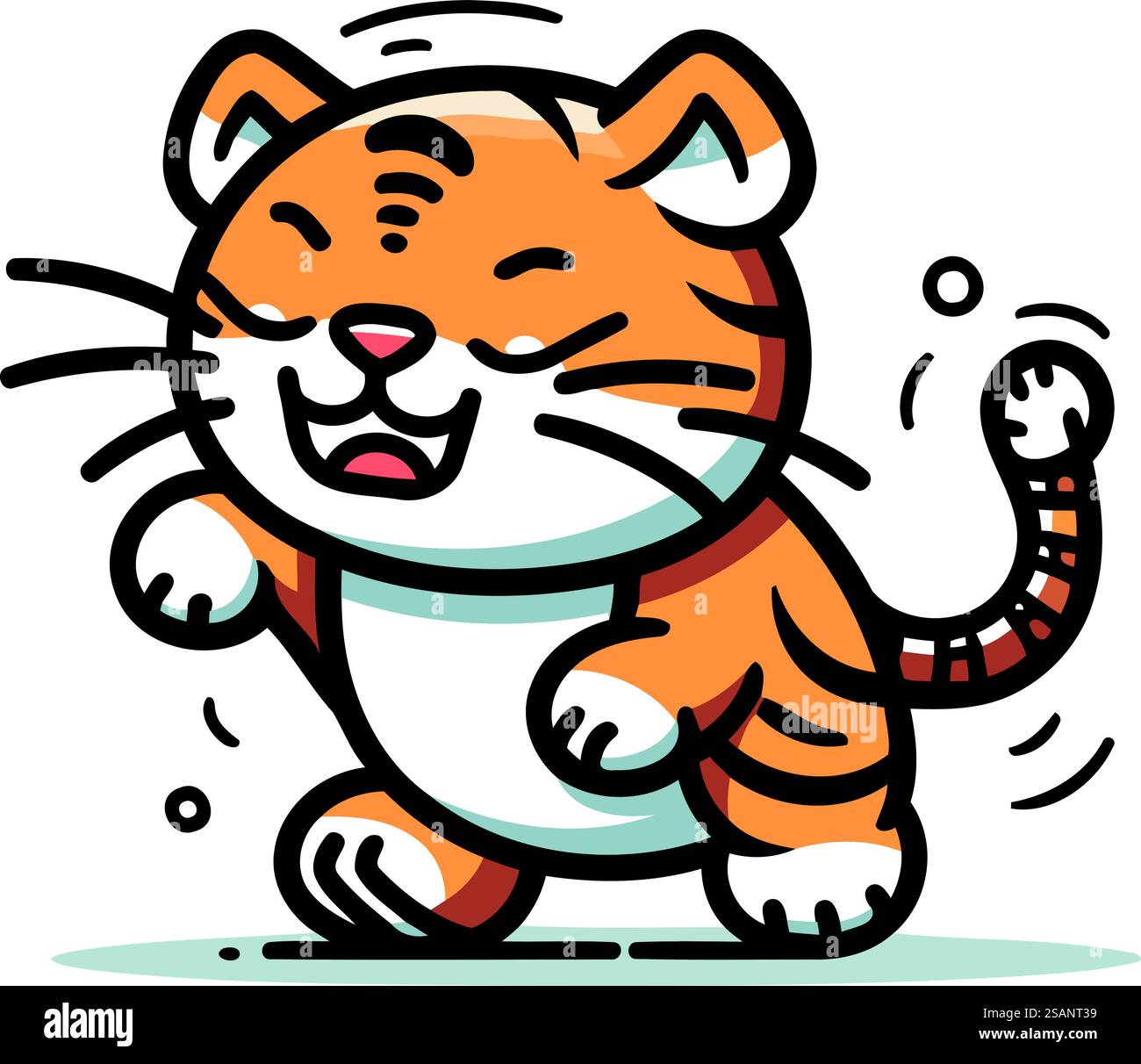 Cute tiger running vector illustration. Cute cartoon tiger character ...