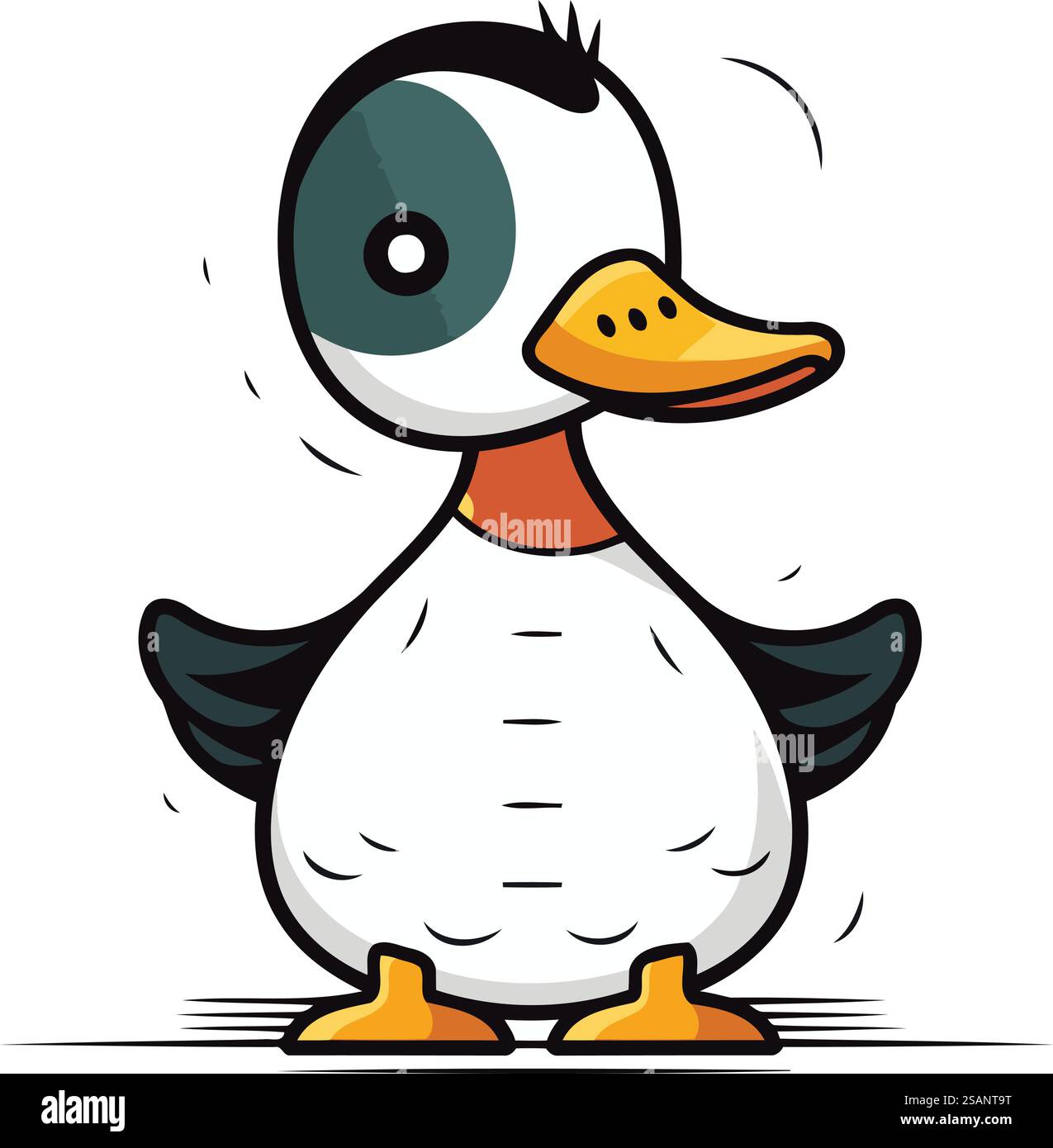Cartoon funny duck. Vector illustration. Isolated on white background ...