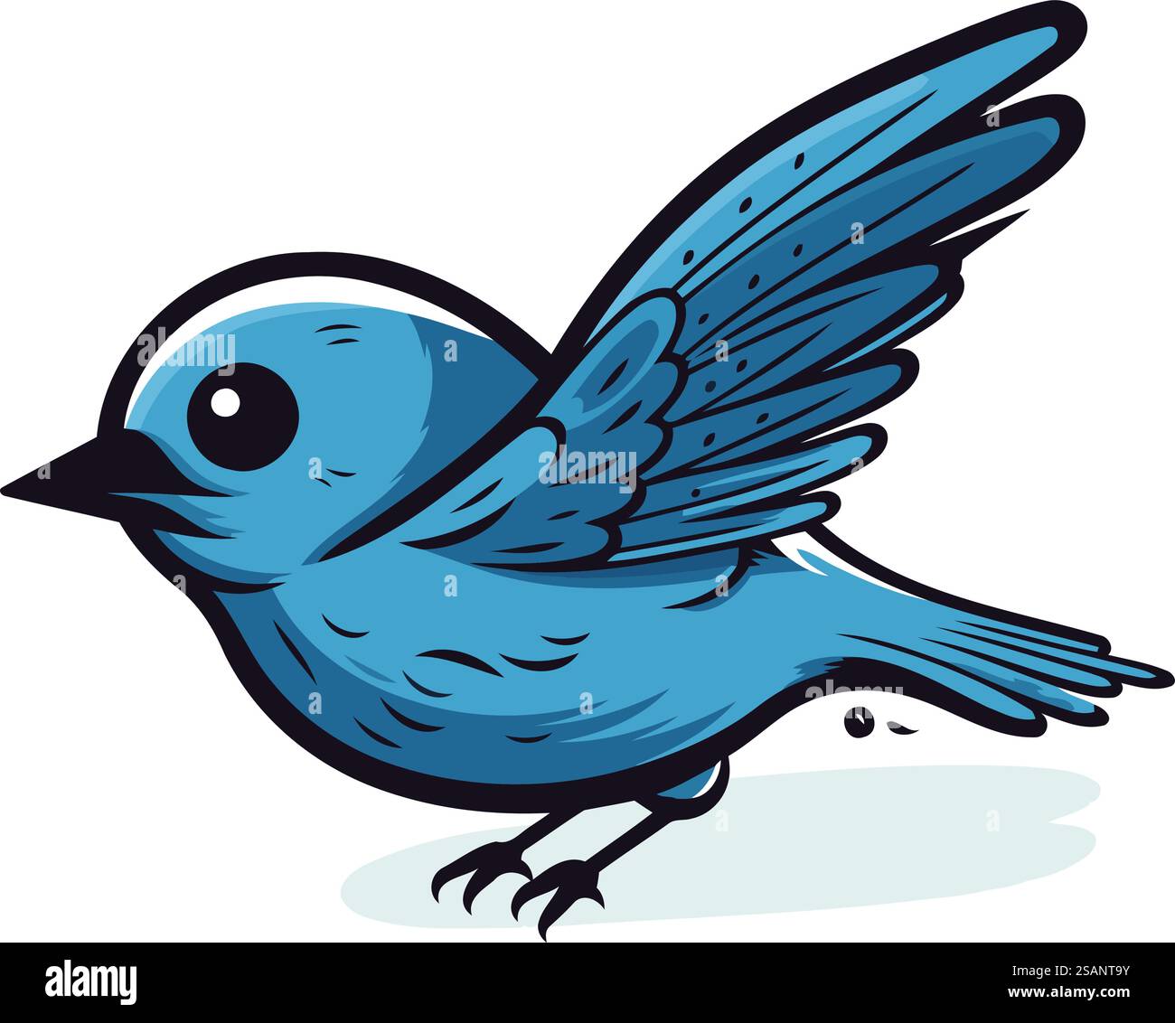 Blue bird. Vector illustration isolated on white background. Cartoon ...