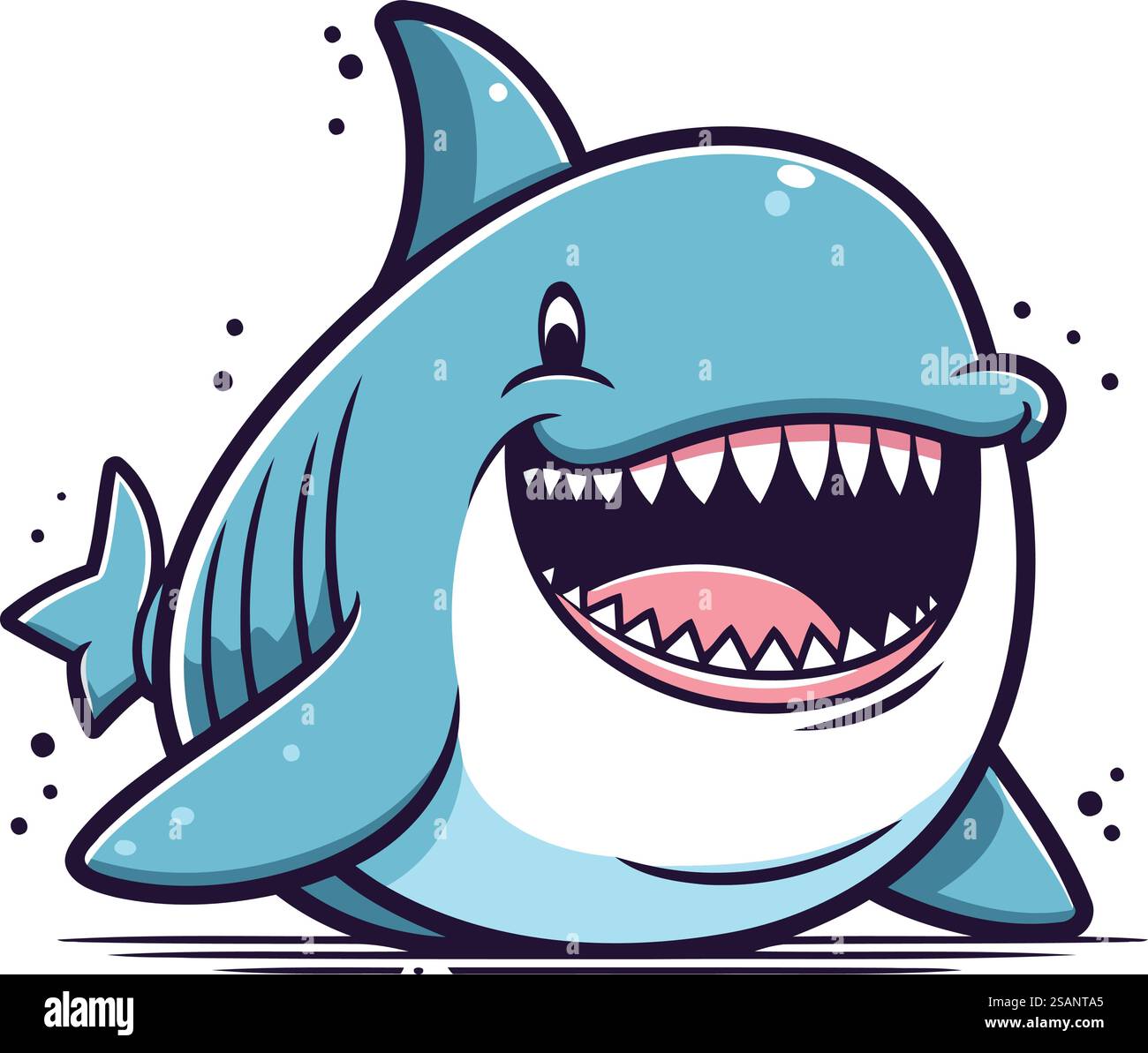 Cartoon shark. Vector illustration of a cute cartoon shark character ...