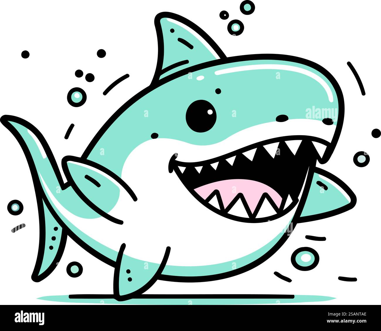 Shark vector illustration. Cute cartoon shark character with open mouth ...