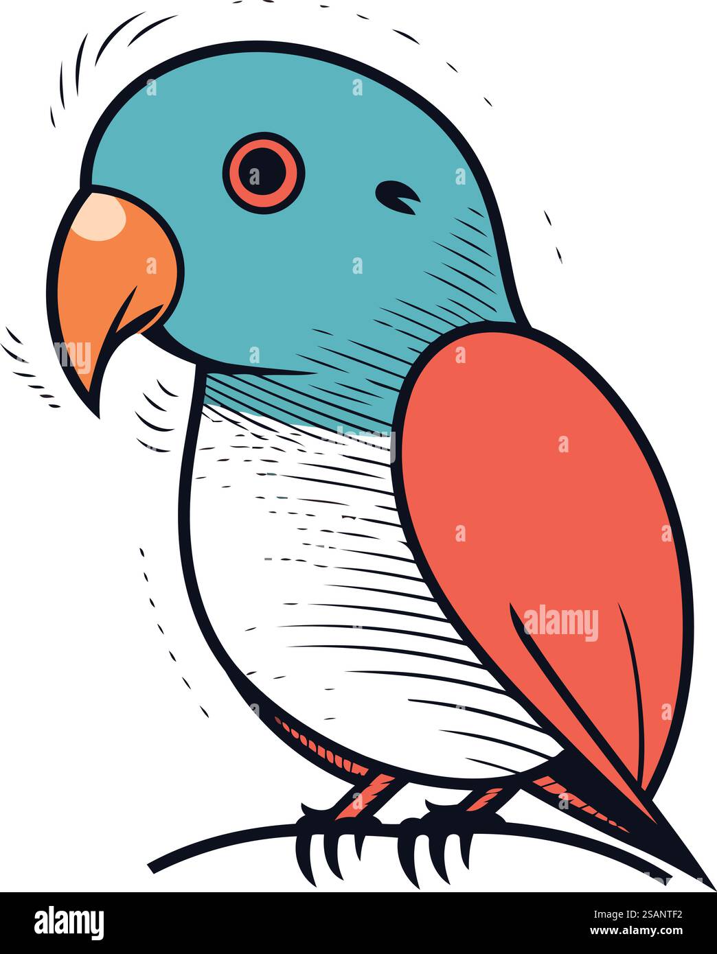 Cute parrot. Hand drawn vector illustration in doodle style Stock ...