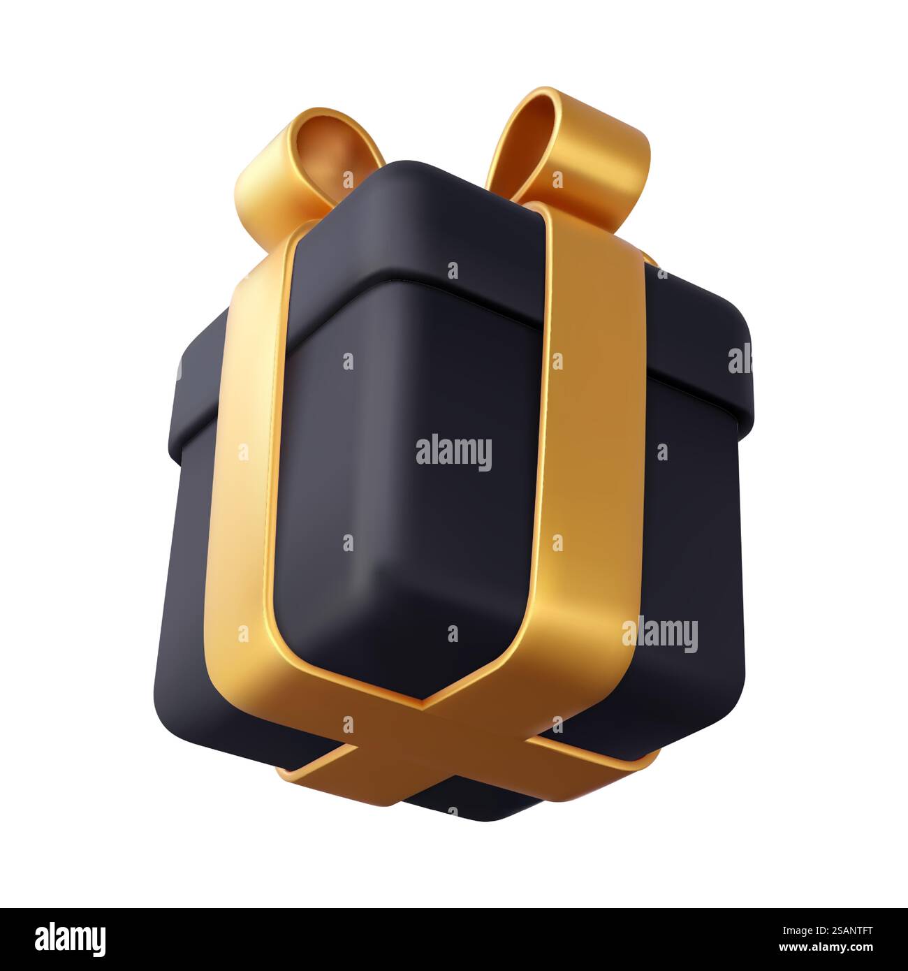 3d render gifts box with golden ribbons isolated on white background ...